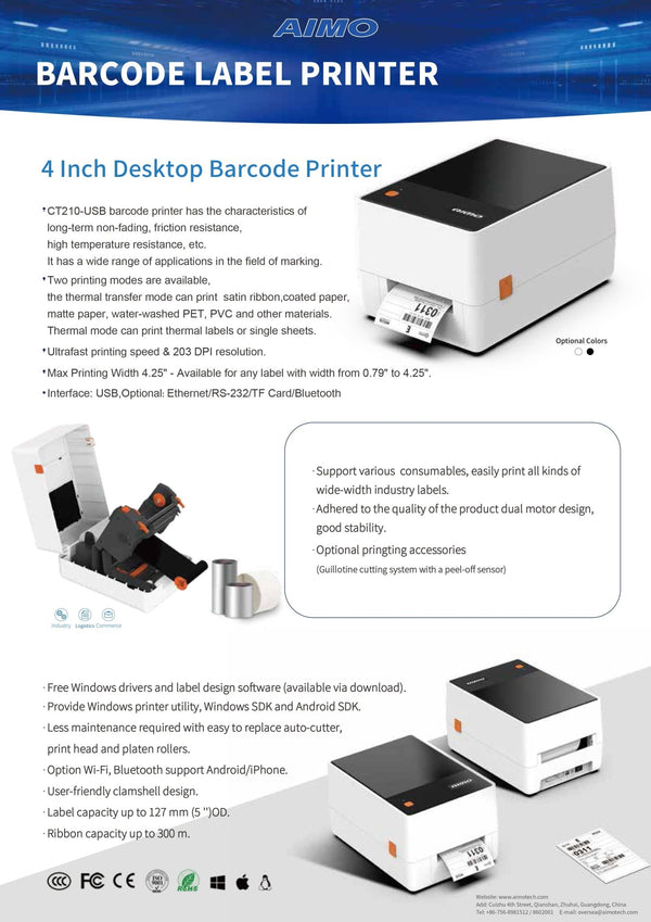 AIMO CT200-WH Desktop Barcode Label Printer | Dabbous Mega Supplies